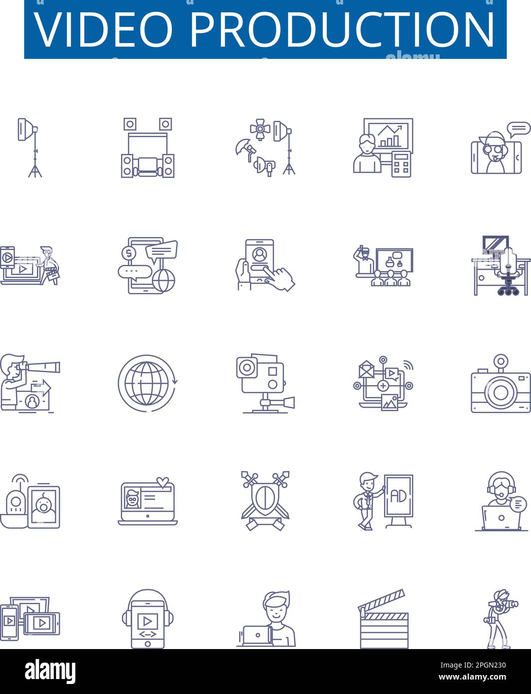 Video production line icons signs set. Design collection of ...