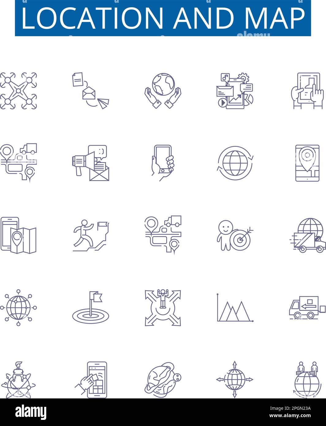 Location and map line icons signs set. Design collection of Map ... Location and map line icons signs set. Design collection of Map ...