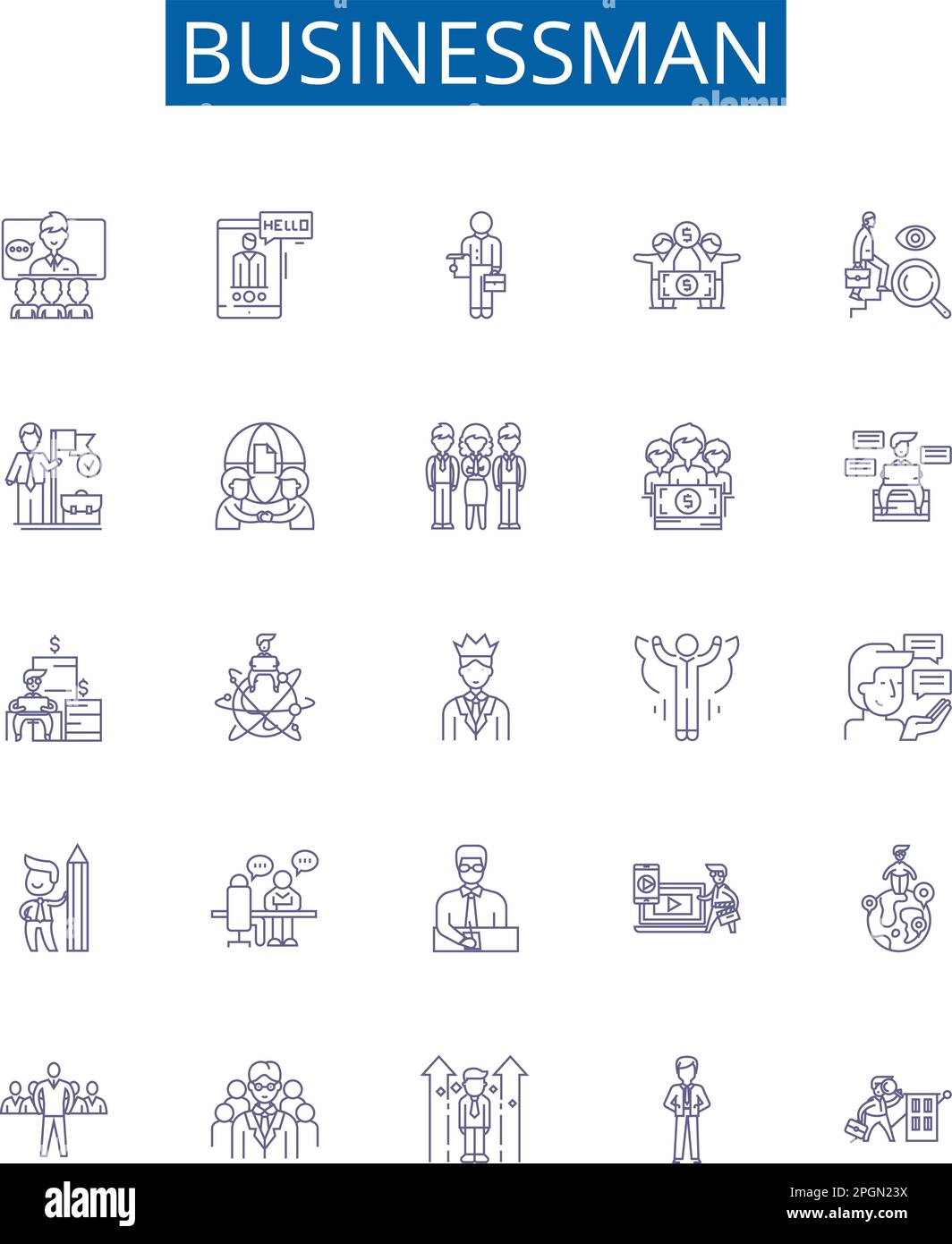 Businessman line icons signs set. Design collection of Entrepreneur ...