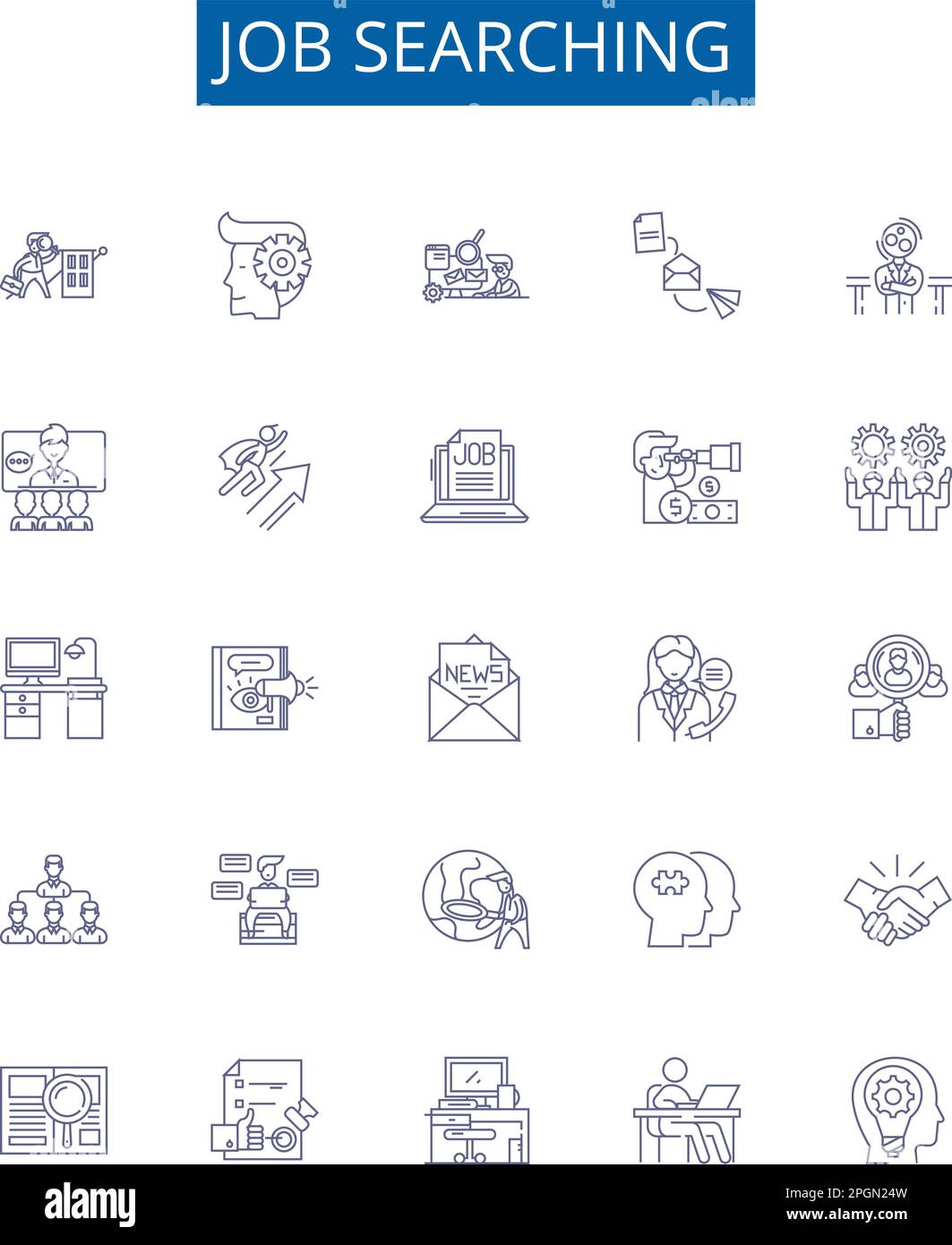 Job searching line icons signs set. Design collection of Job hunting ...