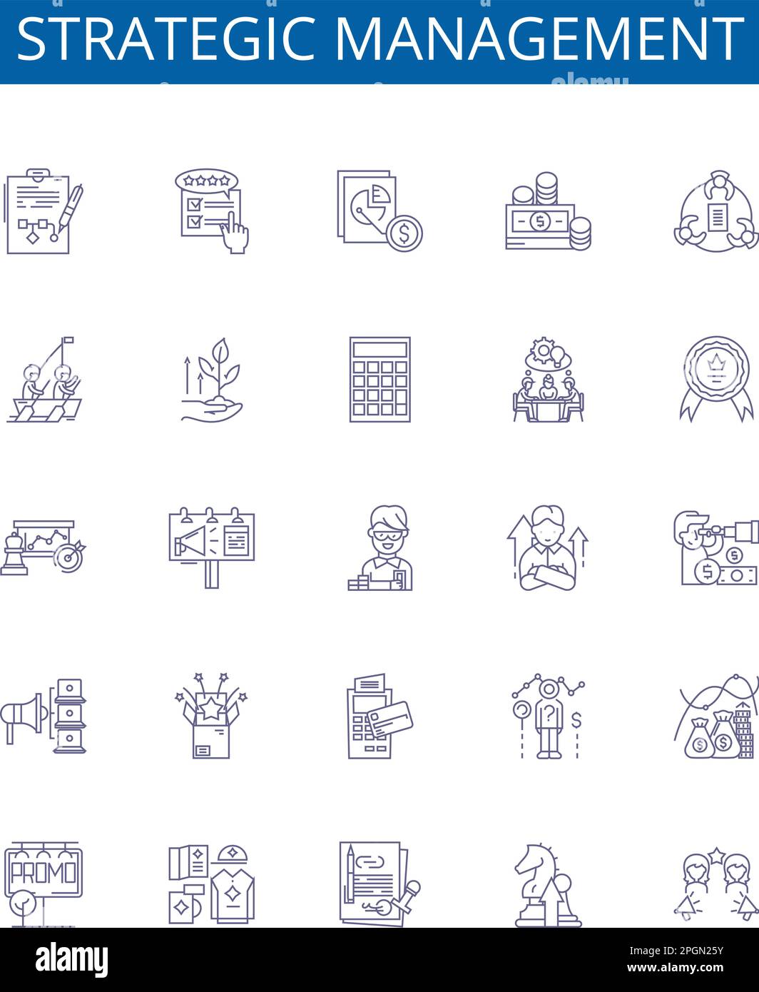 Strategic management line icons signs set. Design collection of ...