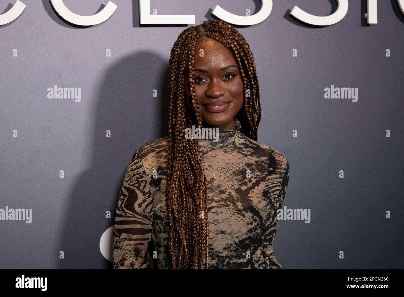 Bolu Babalola poses for photographers upon arrival at the premiere of ...