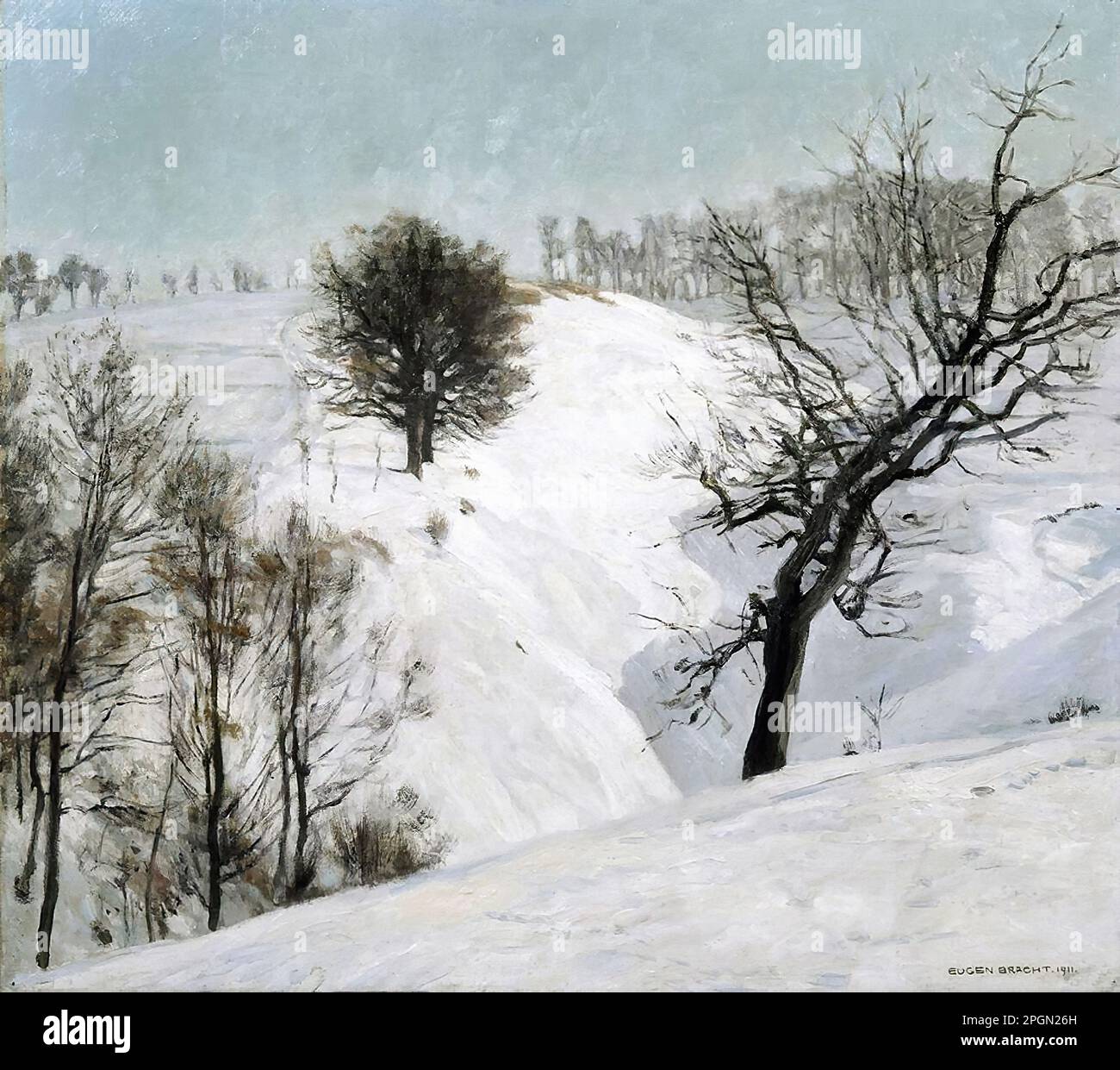 Bracht Eugen Felix Prosper - Snowy Fields (changing castle on the Mulde ...