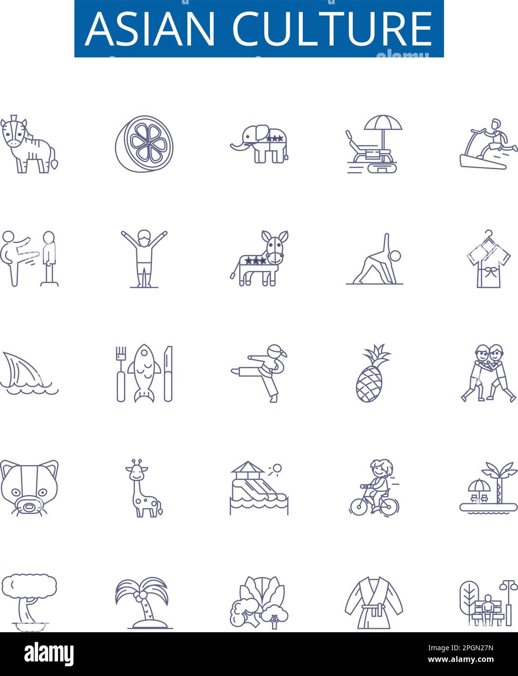 Asian culture line icons signs set. Design collection of Asian, Culture ...