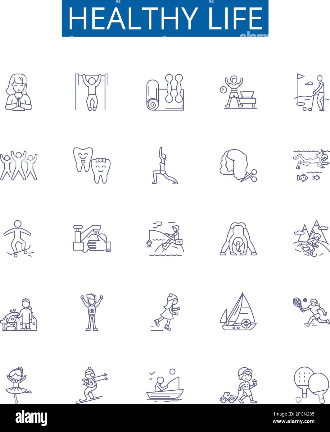 Healthy life line icons signs set. Design collection of Diet, Exercise ...