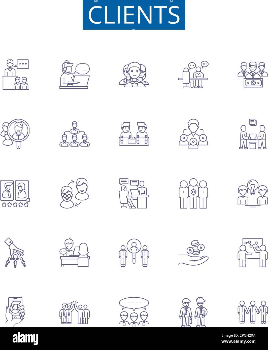 Clients line icons signs set. Design collection of Customers, Patrons, Consumers, Clients ...