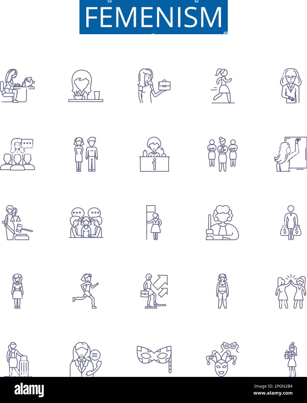 Femenism Line Icons Signs Set Design Collection Of Feminism Womanism
