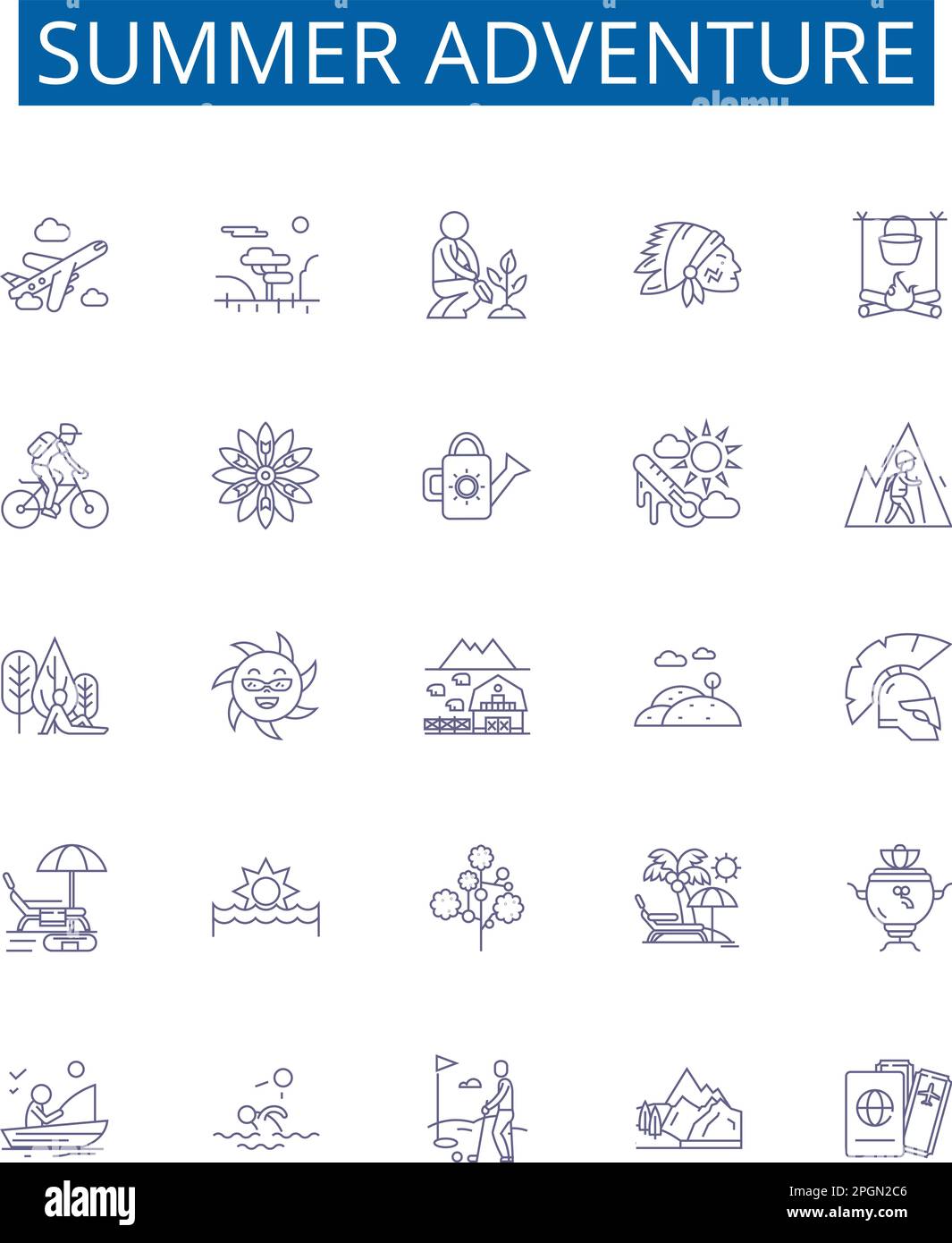 Summer adventure line icons signs set. Design collection of Vacation ...