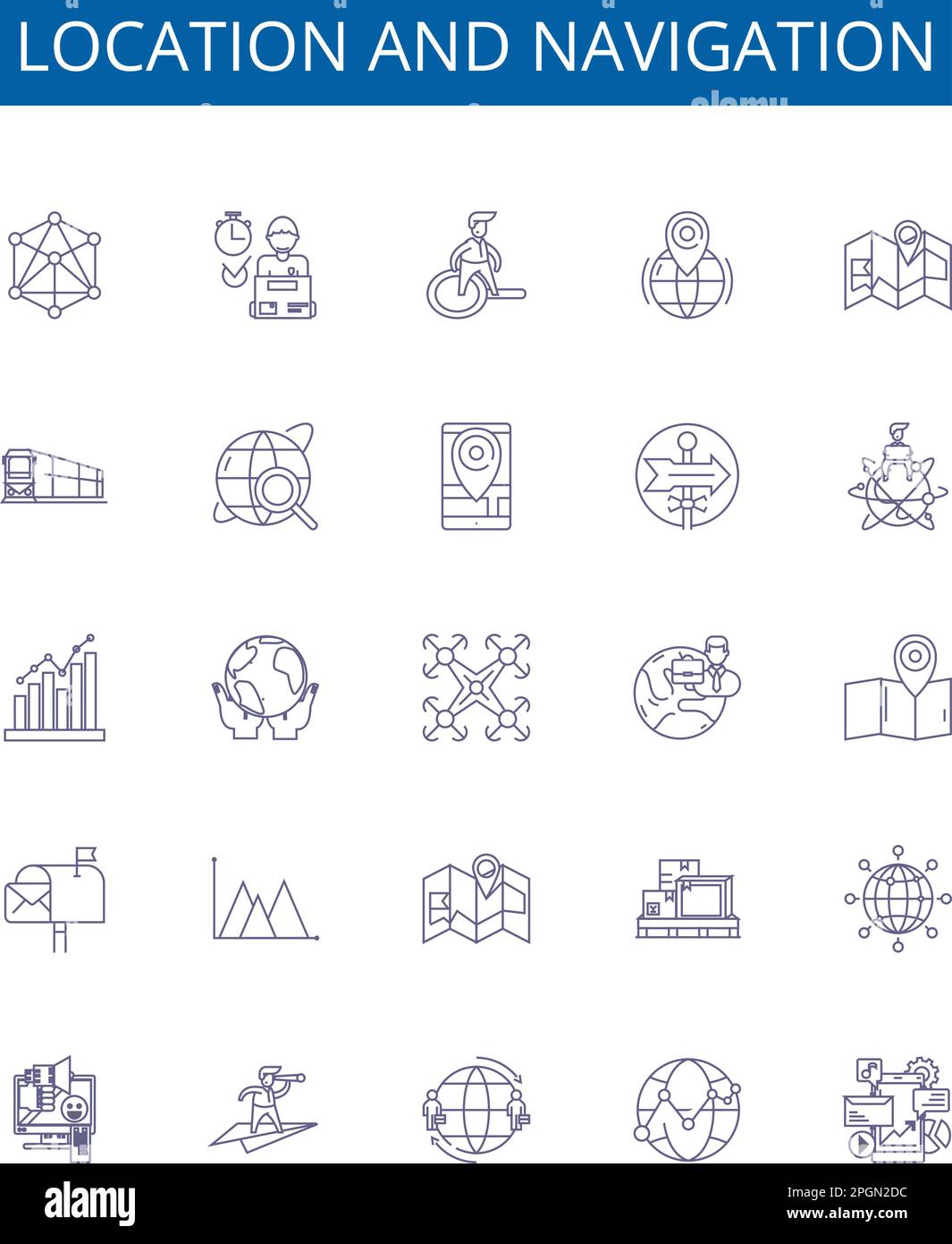 Location And Navigation Line Icons Signs Set Design Collection Of Navigation Location Mapping