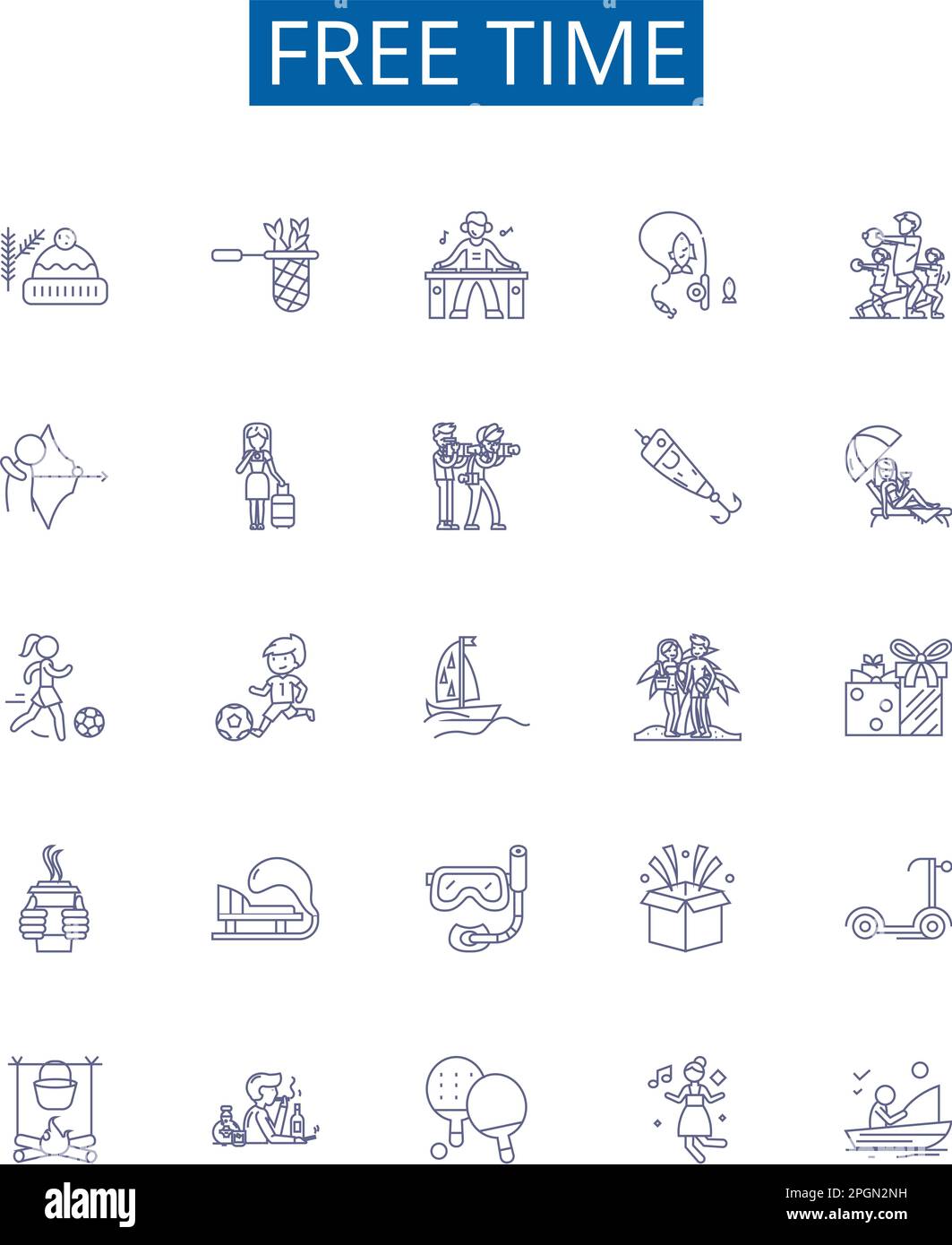 Free time line icons signs set. Design collection of Leisure, Idleness ...