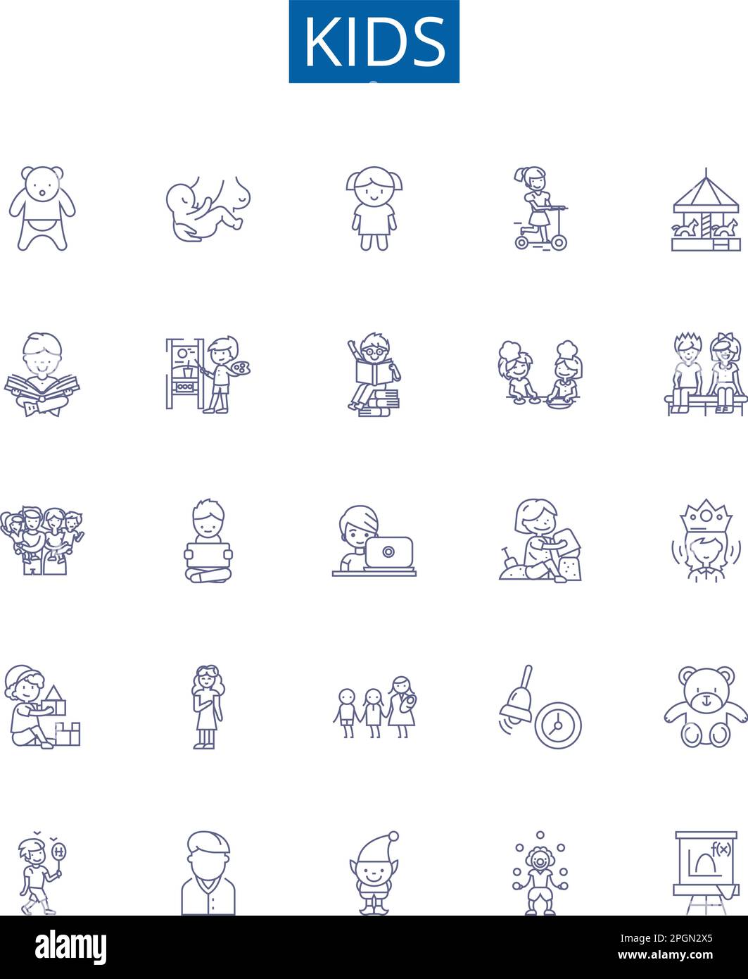 Kids line icons signs set. Design collection of Children, Toddlers, Babies, Youth, Teenagers ...