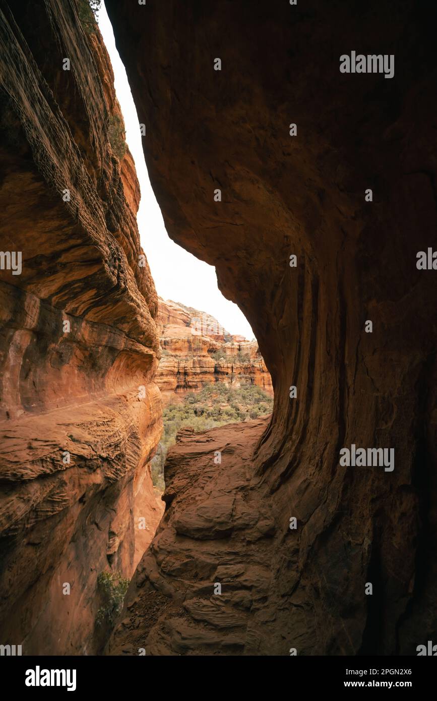 Vertical view of popular Subway Cave in Boynton Canyon Sedona Arizona ...