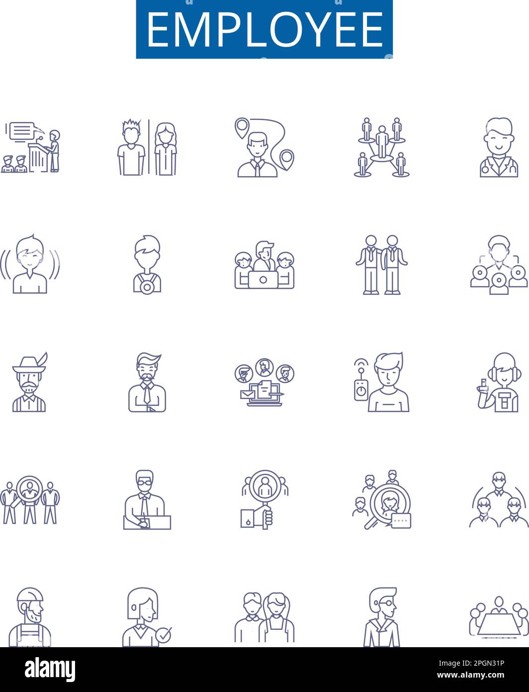 Employee line icons signs set. Design collection of Worker, Staff ...