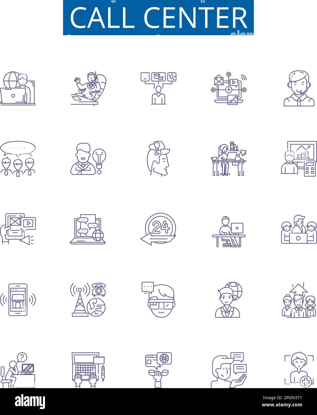 Call center line icons signs set. Design collection of Callcenter, Call ...