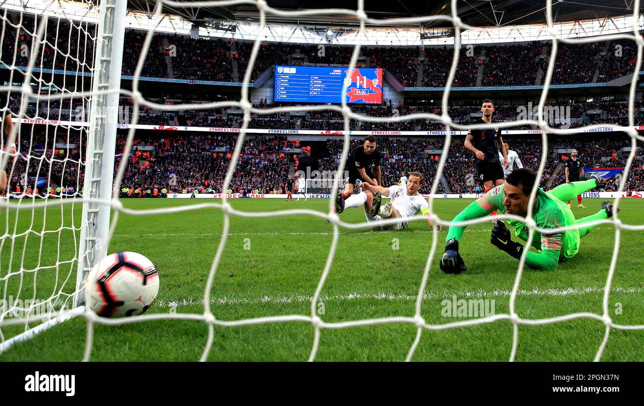 File photo dated 18-11-2018 of England's Harry Kane scoring his ...