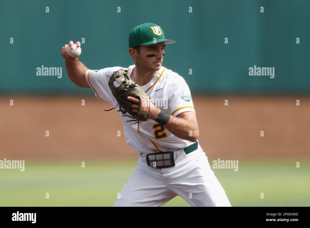Mario DeMera (2) of San Francisco fields the ball during an NCAA ...