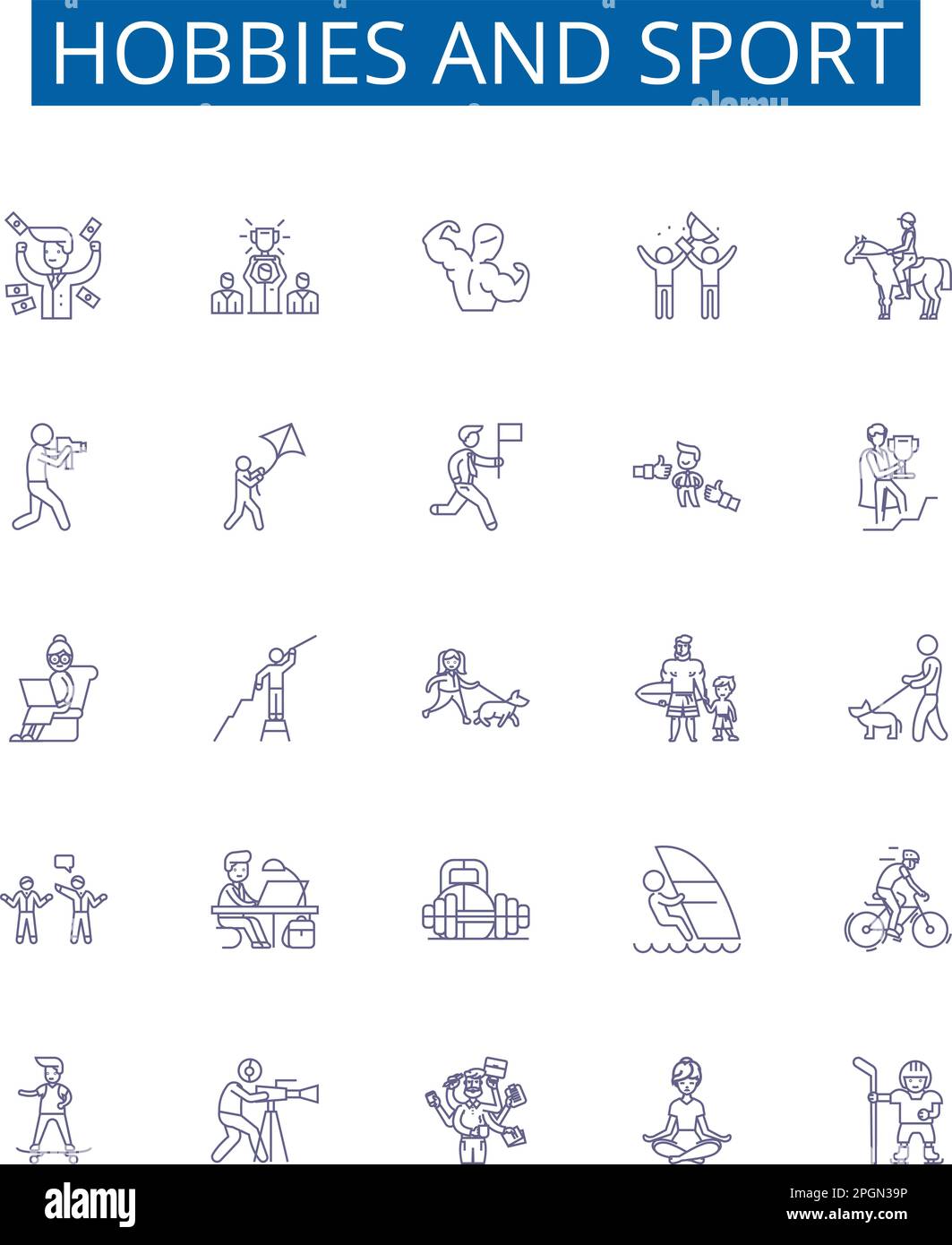 Hobbies and sport line icons signs set. Design collection of sport ...
