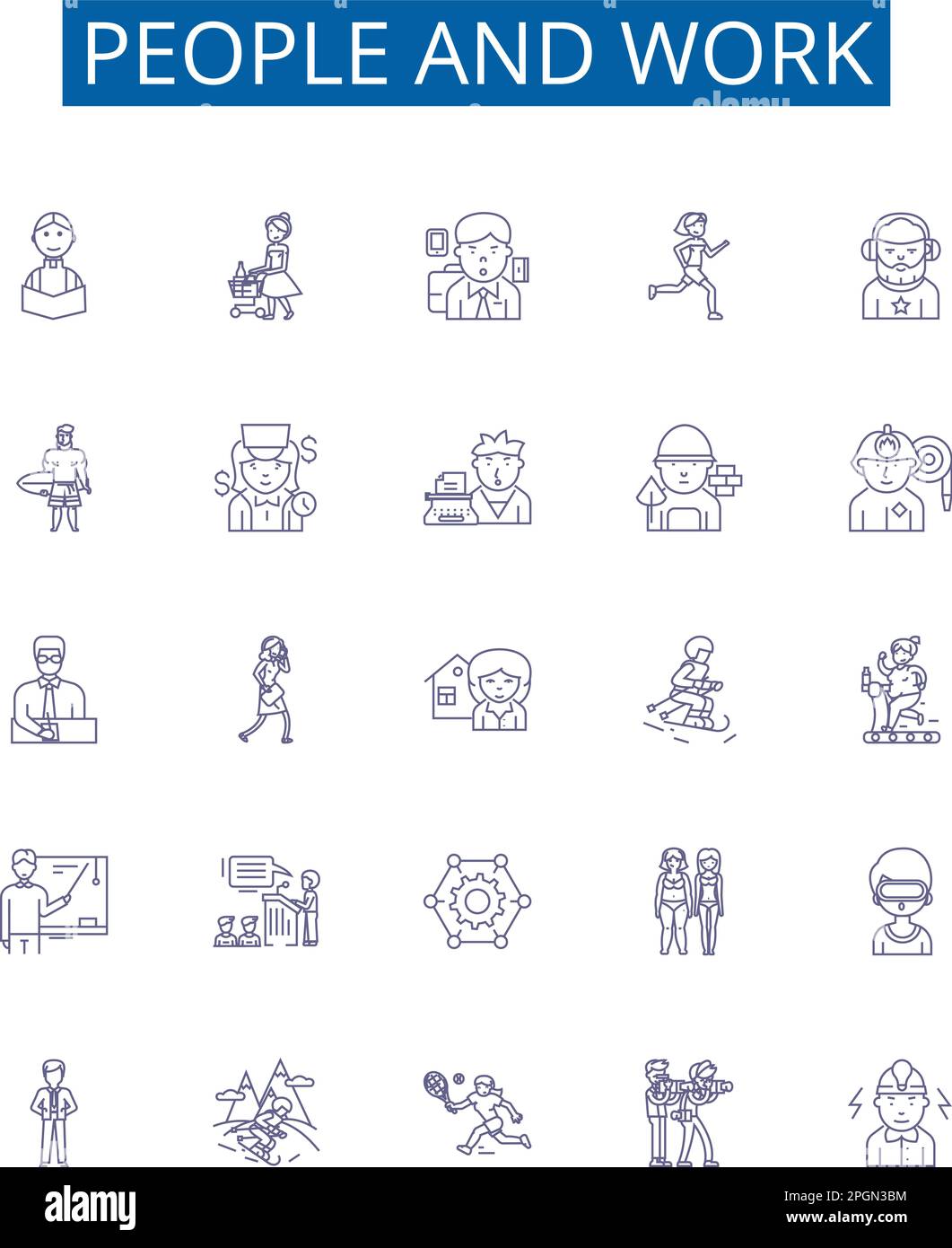 People and work line icons signs set. Design collection of Workers ...