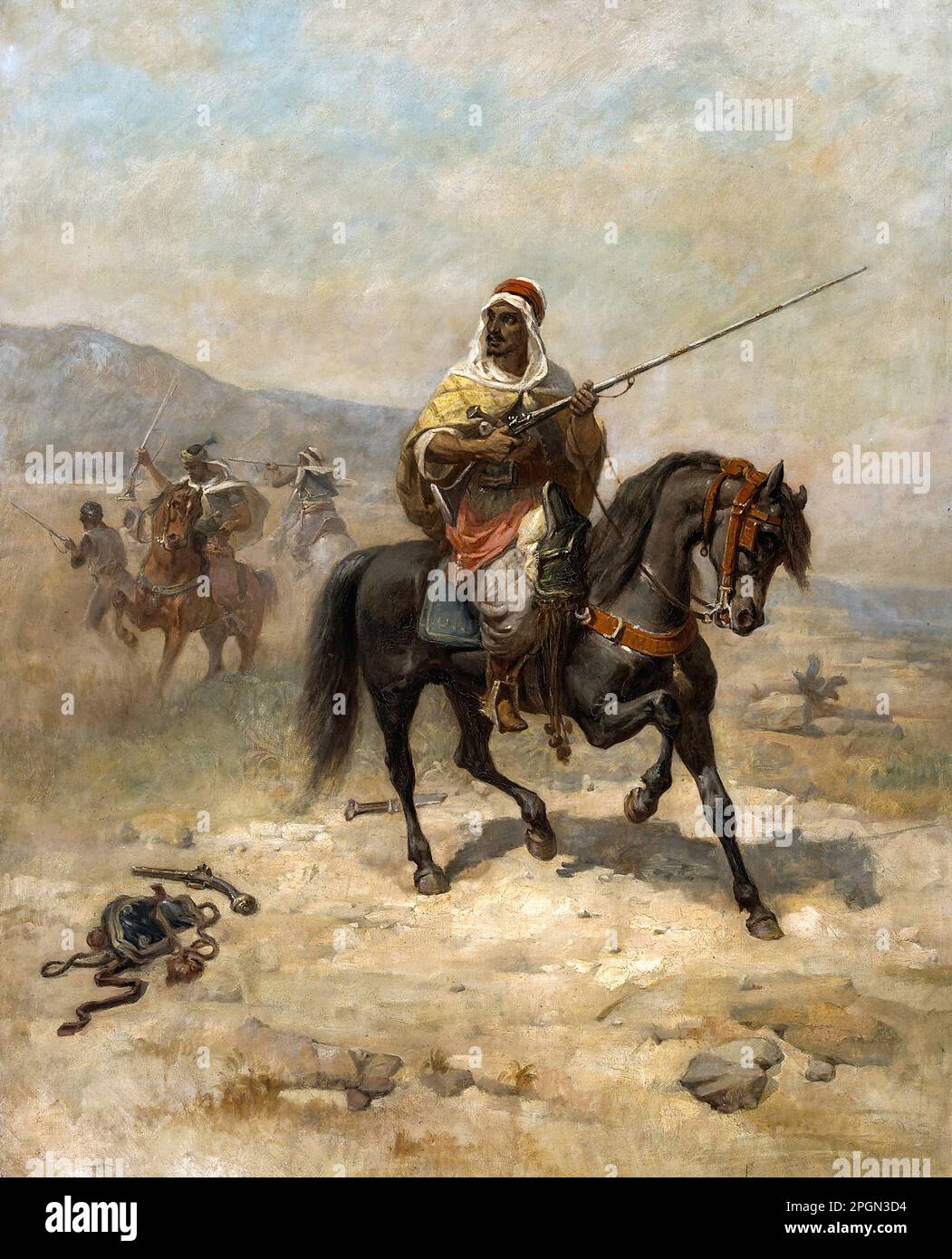 Schreyer Adolf - an Arab Raiding Party - German School - 19th Century ...