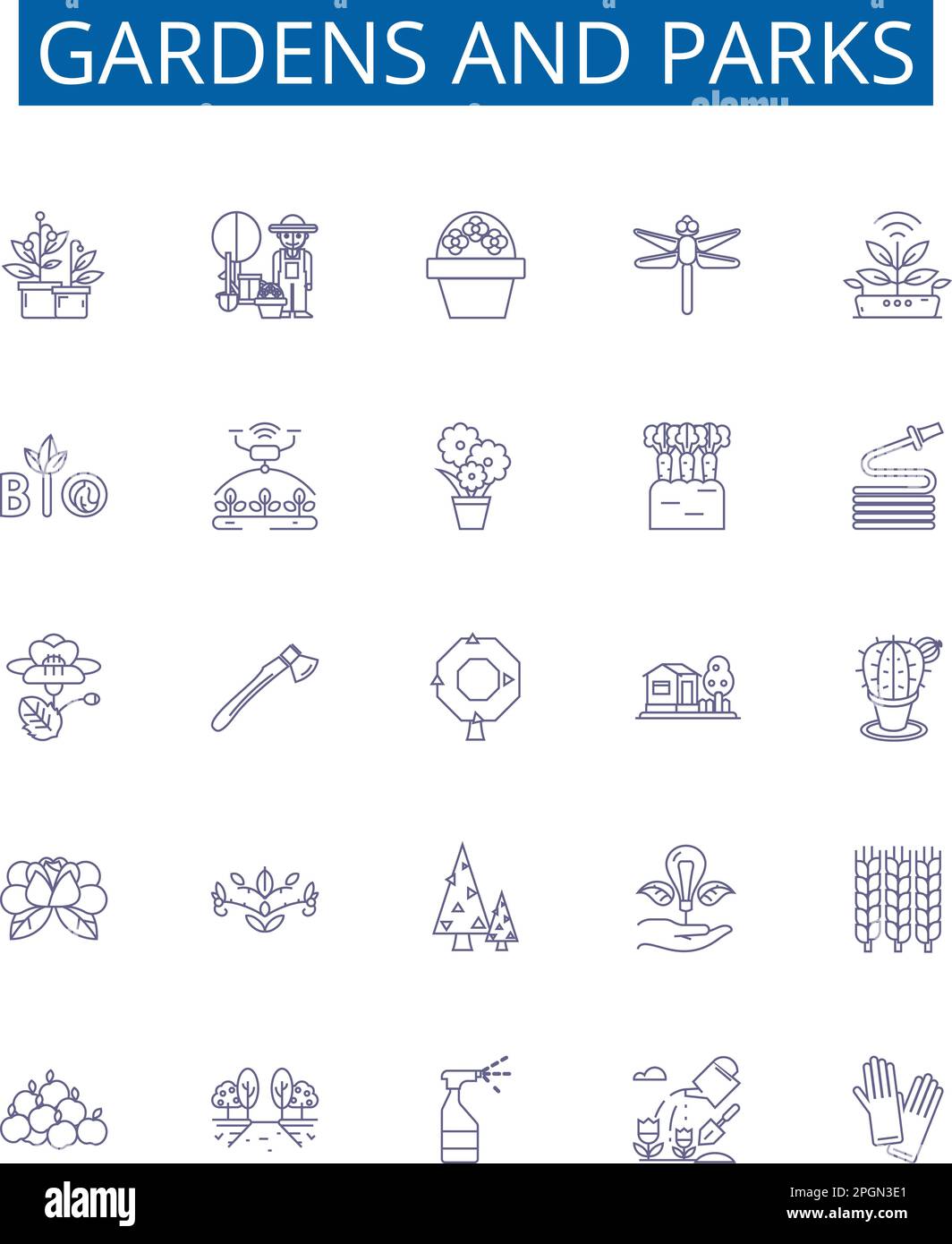 Gardens and parks line icons signs set. Design collection of Gardens ...