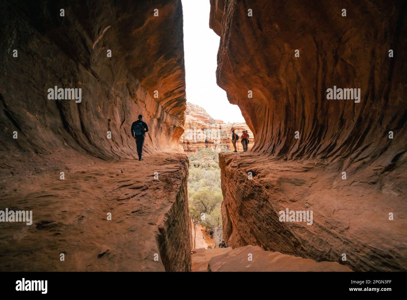 People gather to enjoy famous Subway Cave in Boynton Canyon Sedona AZ ...