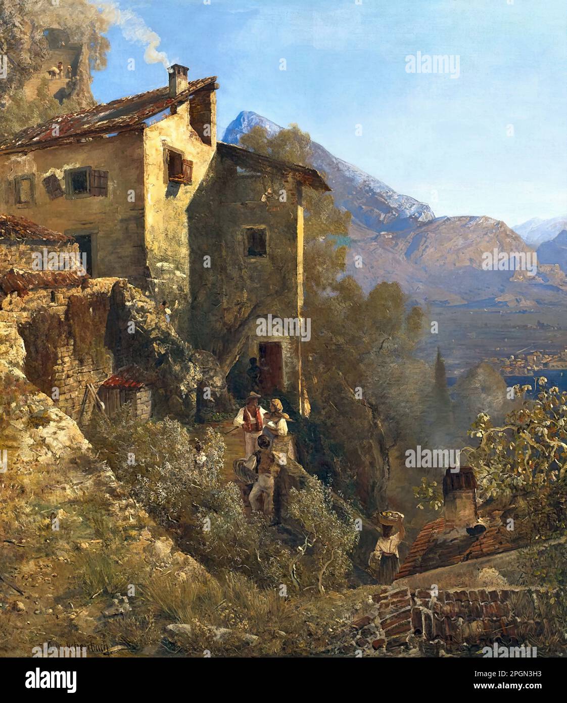 Achenbach Oswald - Blick Von Einem GehÃ¶ft Auf Einen See - German ...