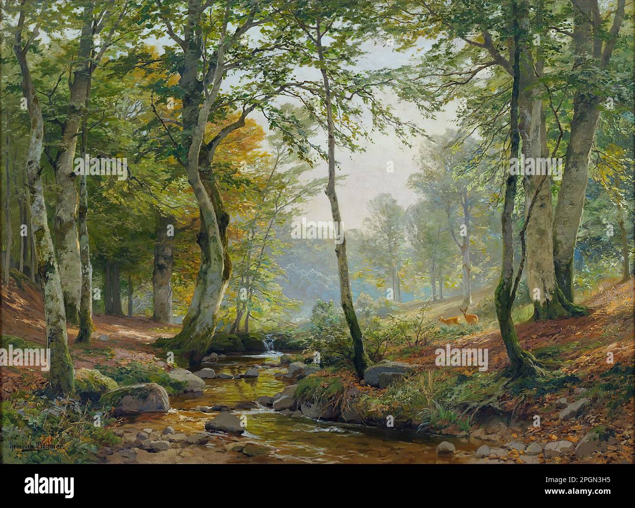 Bohmer Heinrich - Forest clearing with torrent - German School - 19th ...