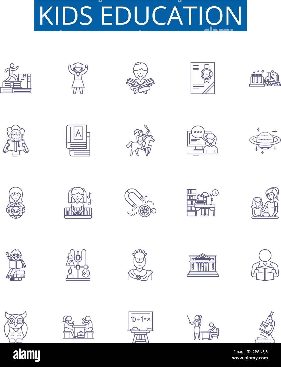 Kids education line icons signs set. Design collection of Childhood ... Kids education line icons signs set. Design collection of Childhood ...