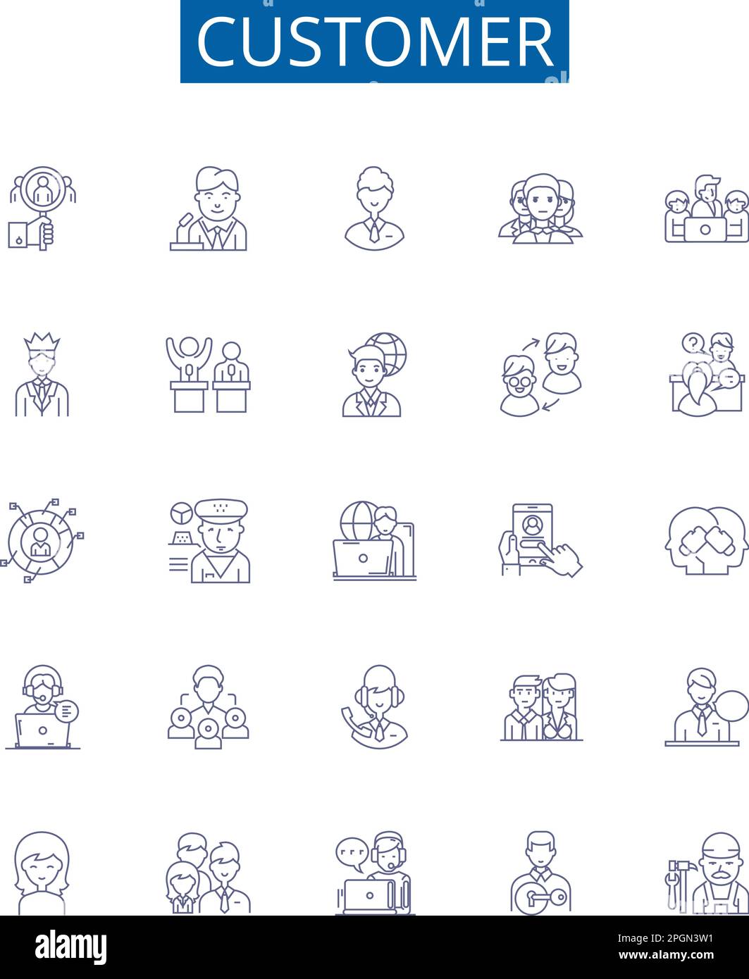 Customer line icons signs set. Design collection of Client, Patron, Purchaser, Consumer, Buyer ...