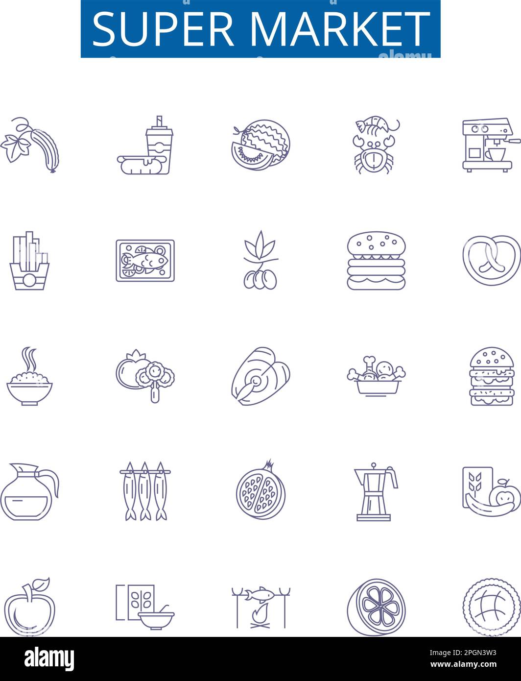 Super market line icons signs set. Design collection of Grocery, Store ...