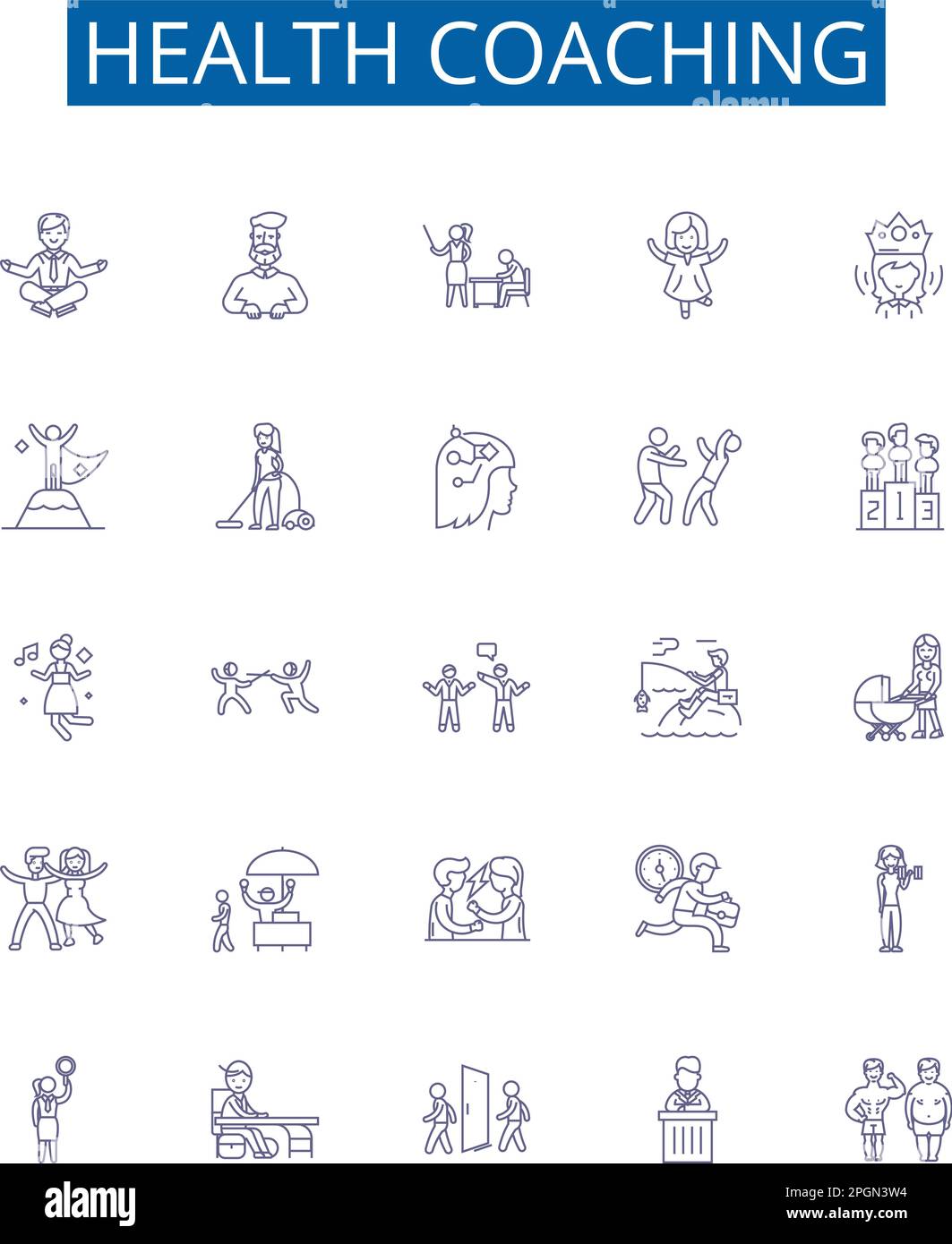 Health coaching line icons signs set. Design collection of Wellness ...