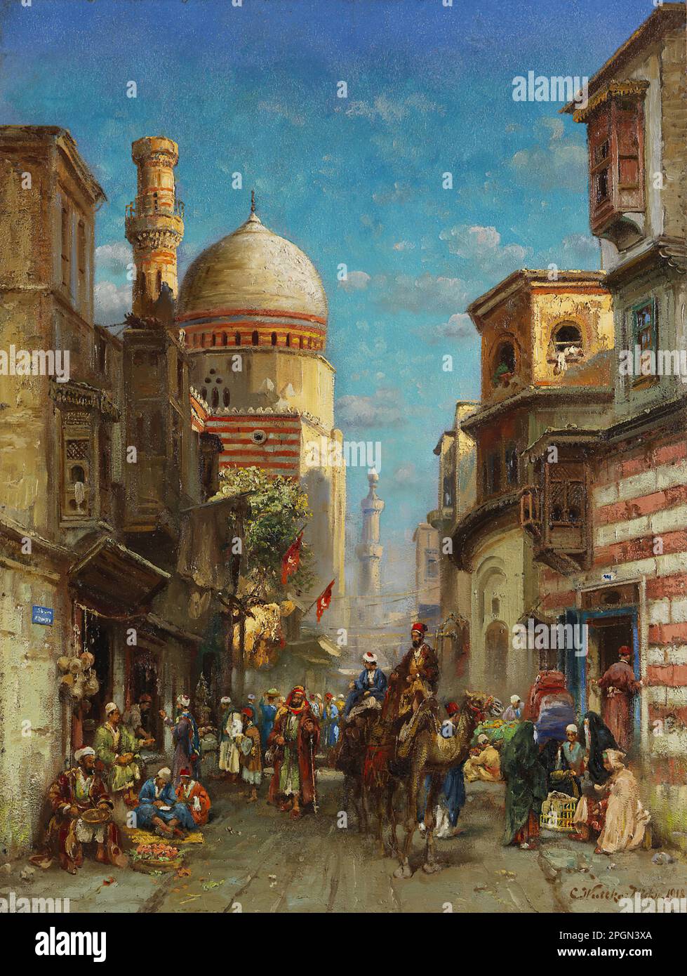Wuttke Carl - Street scene at the Kai-Bey Mosque in Cairo - German ...