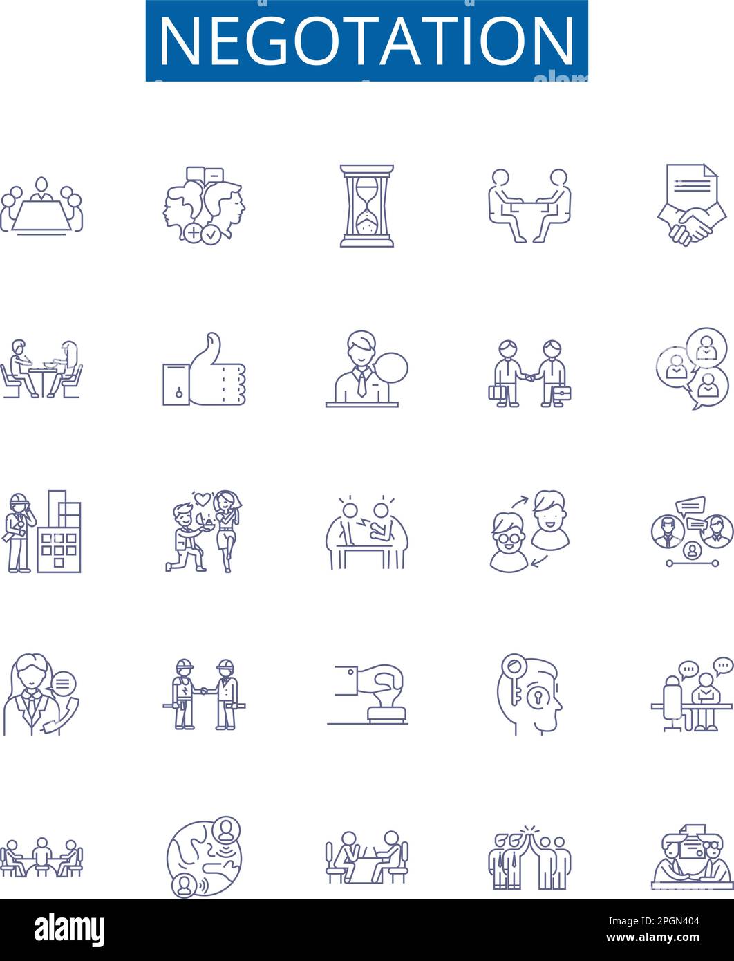 Negotation line icons signs set. Design collection of Negotiate, haggle ...