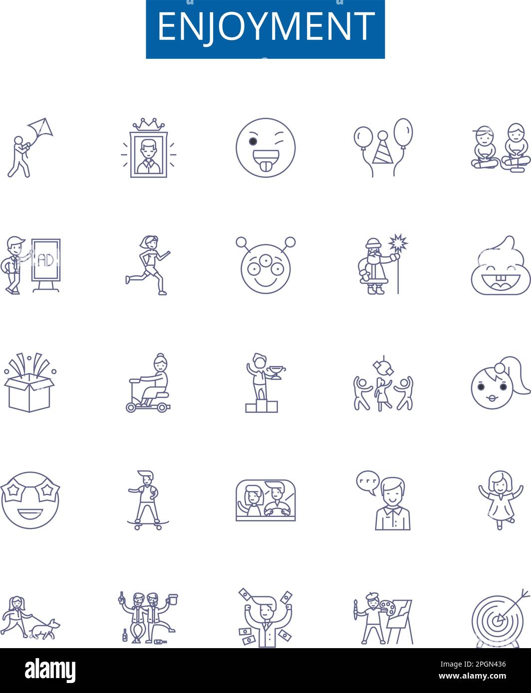 Enjoyment line icons signs set. Design collection of Delight, Rejoice ...