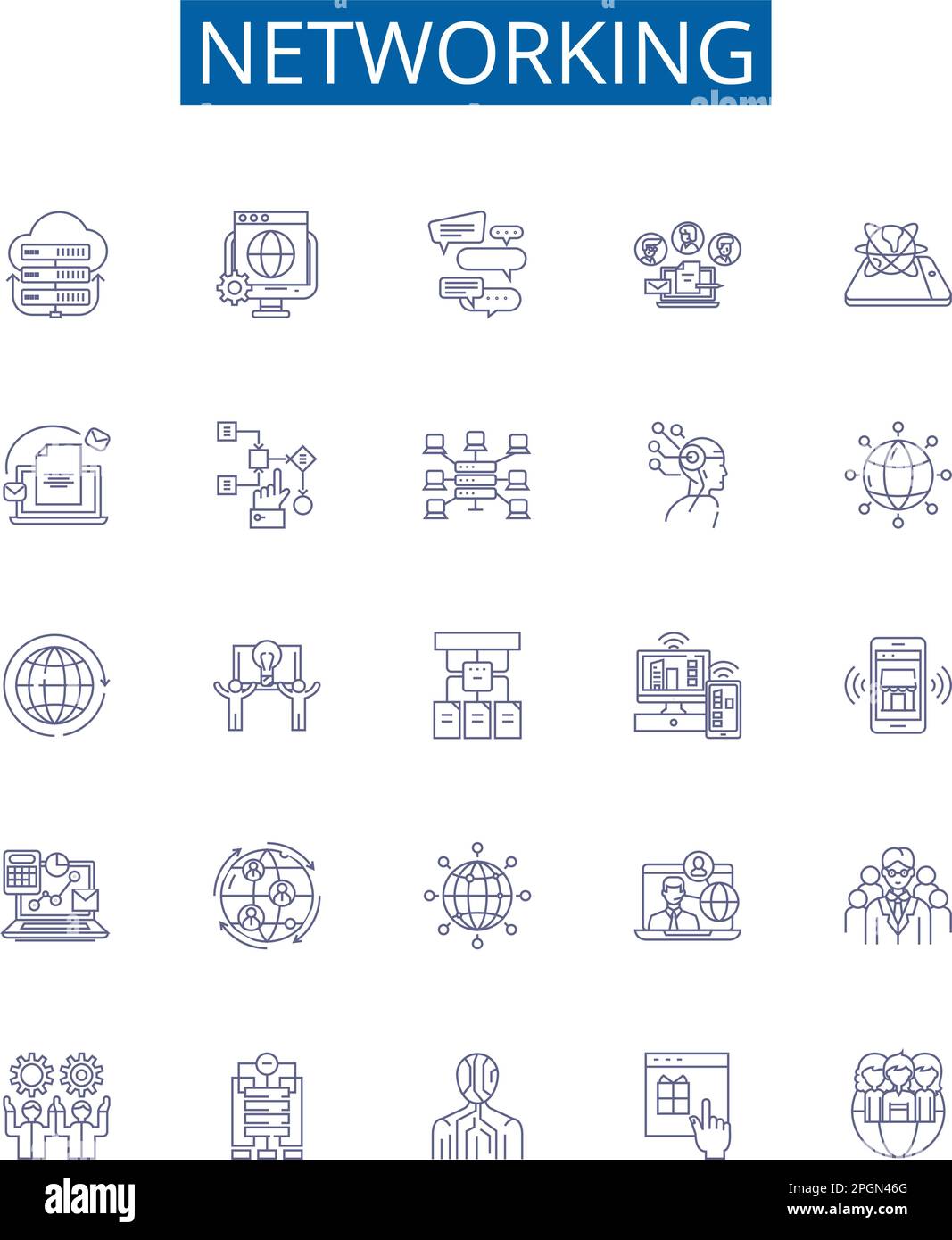 Networking Line Icons Signs Set Design Collection Of Networking