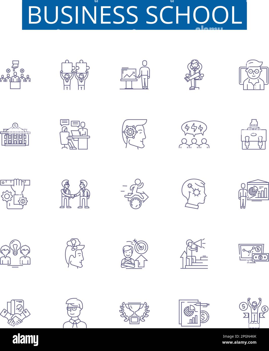 Business school line icons signs set. Design collection of Business ...