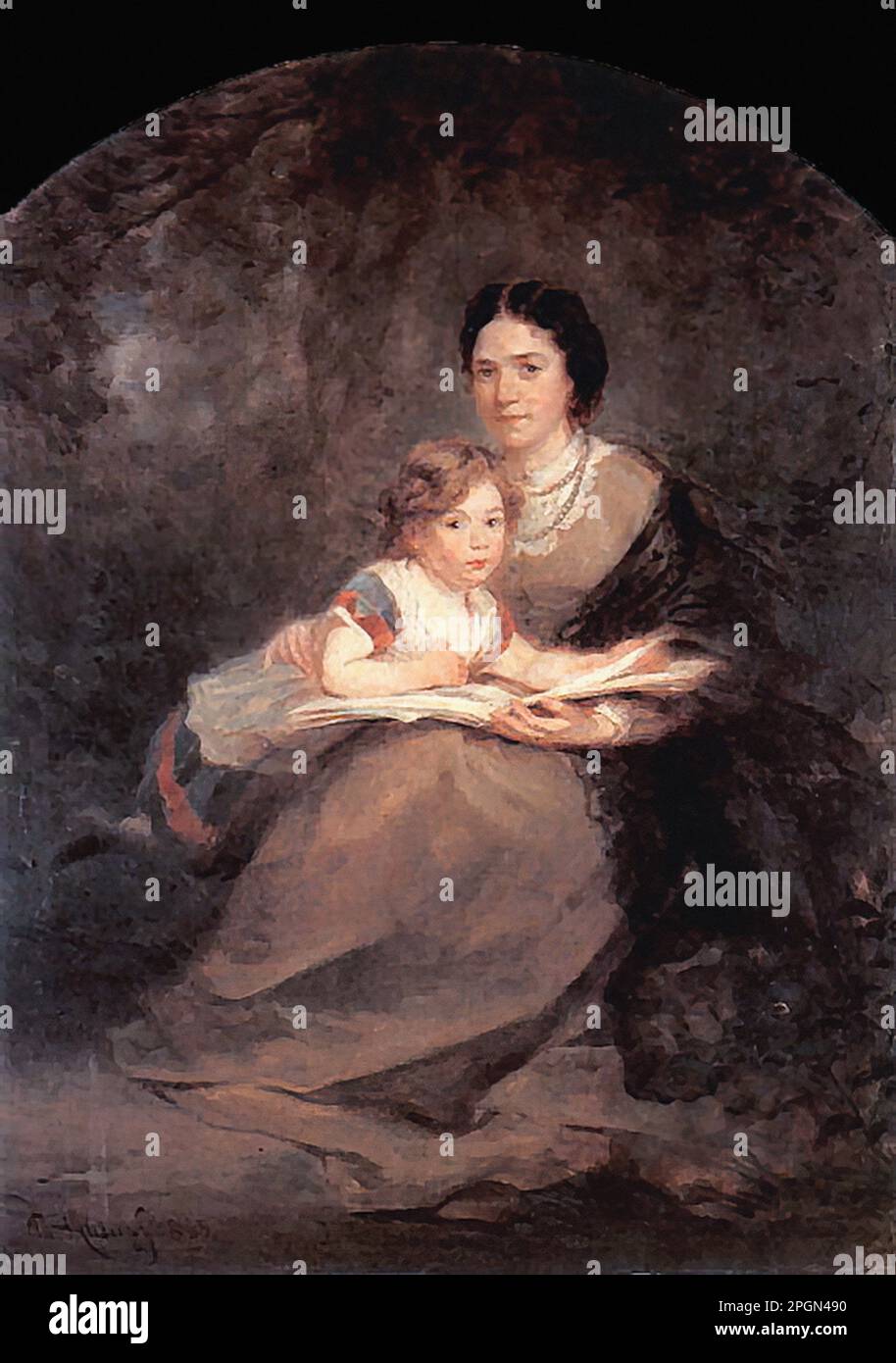 Hull Peter Philipp - Anna Hauck With Son Otto - German School - 19th ...