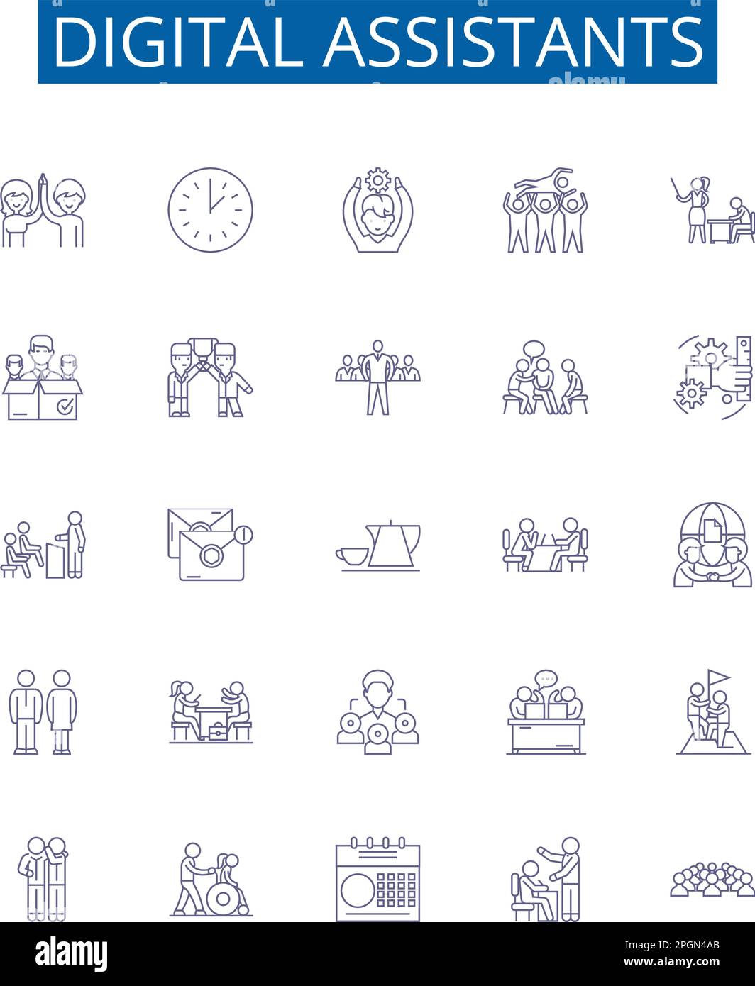 Digital assistants line icons signs set. Design collection of Virtual ...