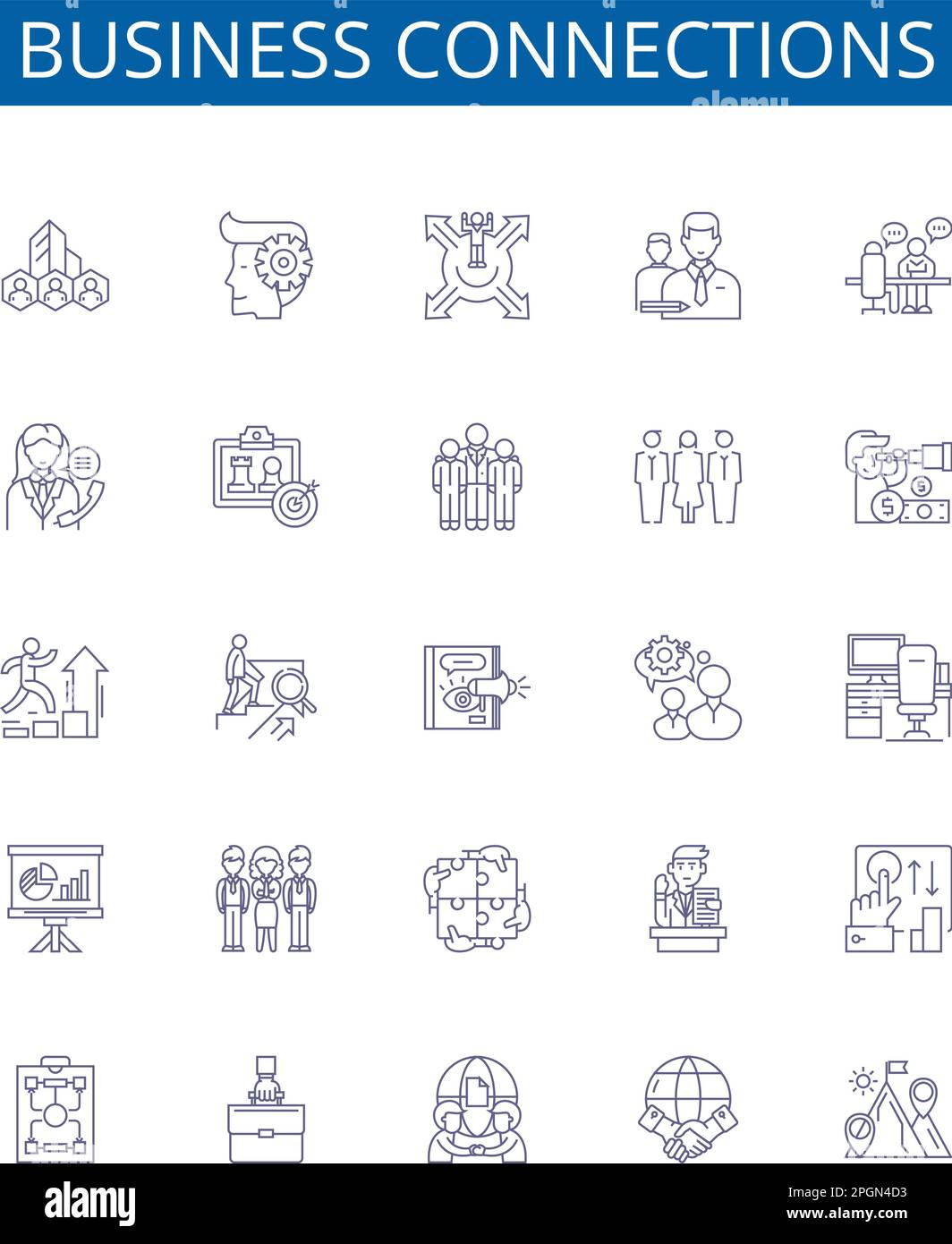 Business Connections Line Icons Signs Set Design Collection Of