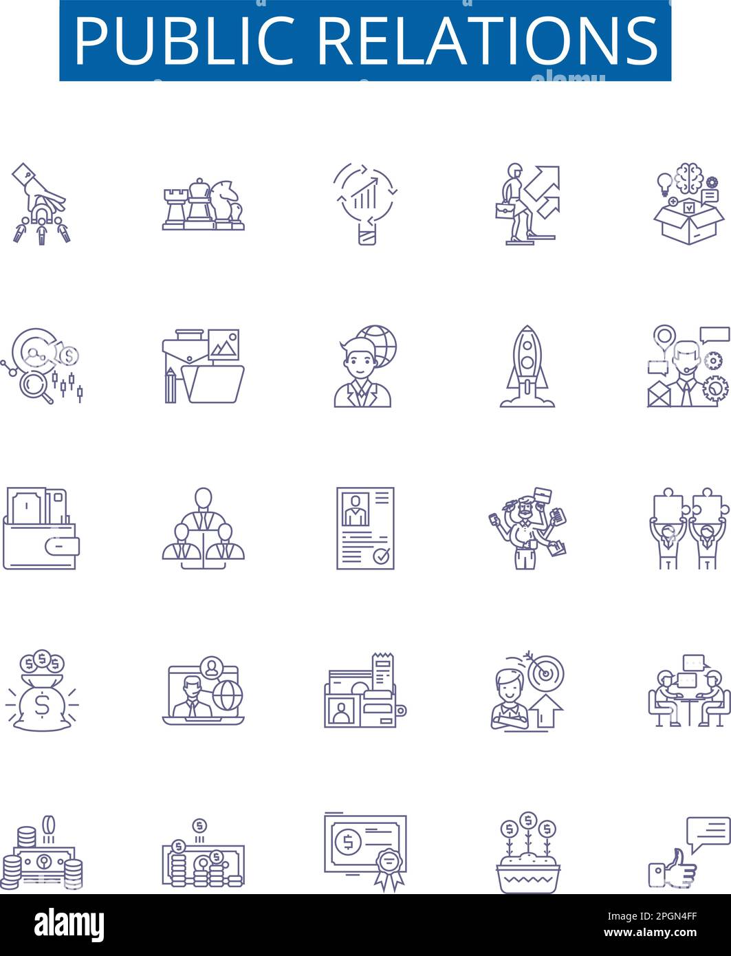 Public relations line icons signs set. Design collection of PR ...