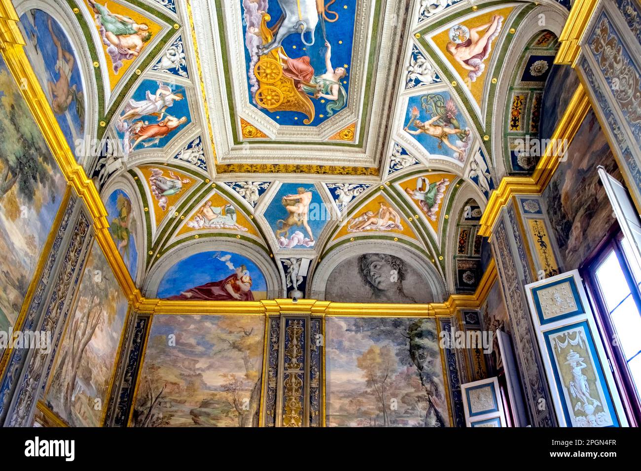 Fresco of the ceiling of the Villa Farnesina, Rome, Italy Stock Photo ...