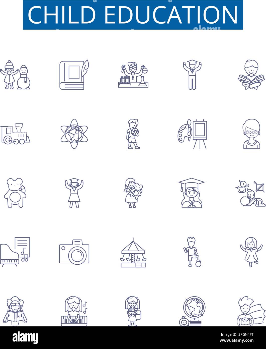 Child education line icons signs set. Design collection of Child, education, kindergarten ...