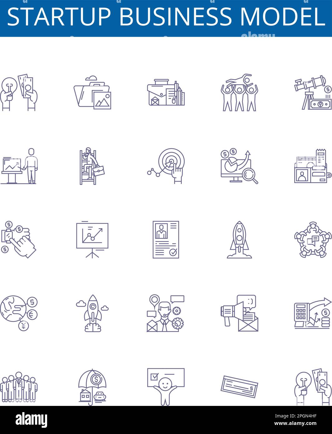 Startup business model line icons signs set. Design collection of ...