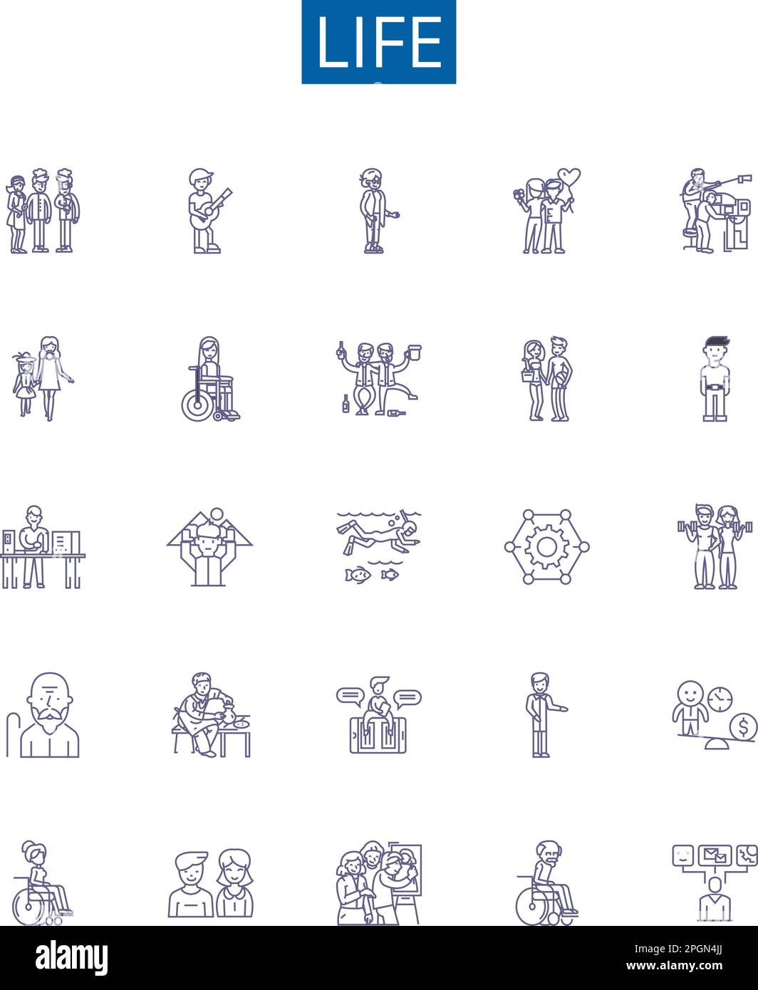 Life line icons signs set. Design collection of Existence, Living ...