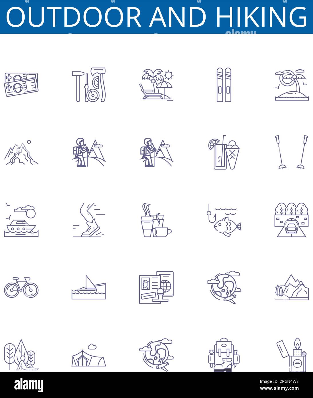 Outdoor and hiking line icons signs set. Design collection of Hiking ...