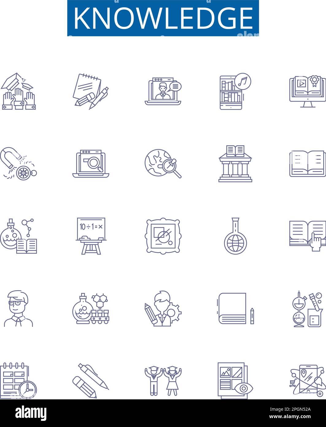 Knowledge line icons signs set. Design collection of Understand, Learn ...