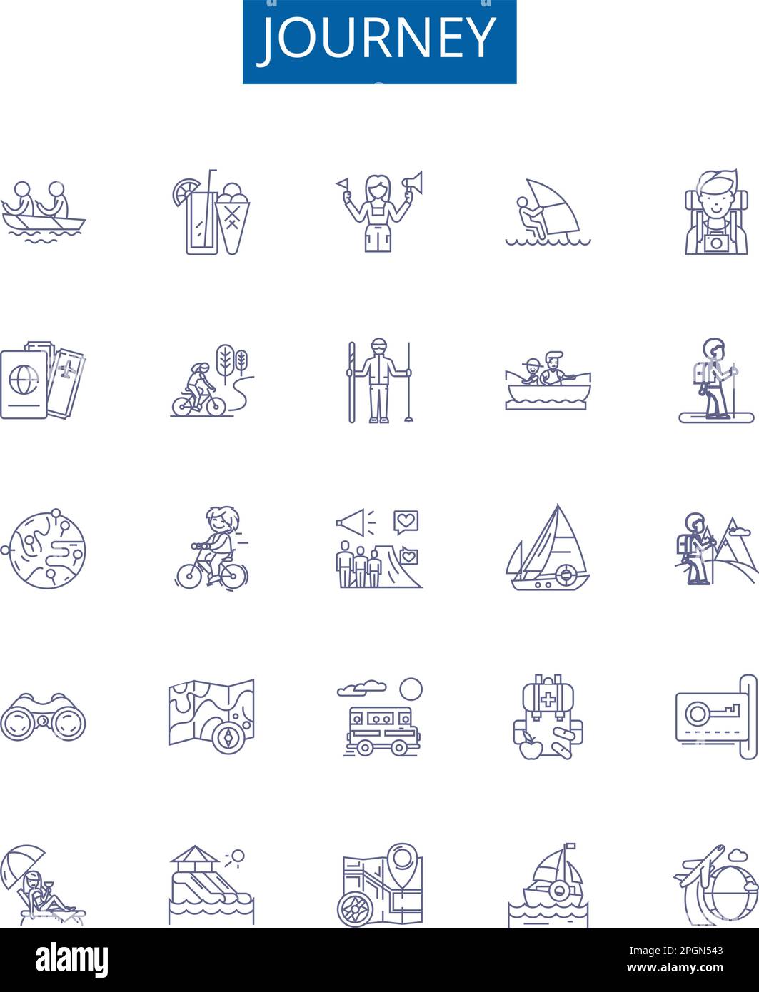 Journey line icons signs set. Design collection of Travel, Trek ...