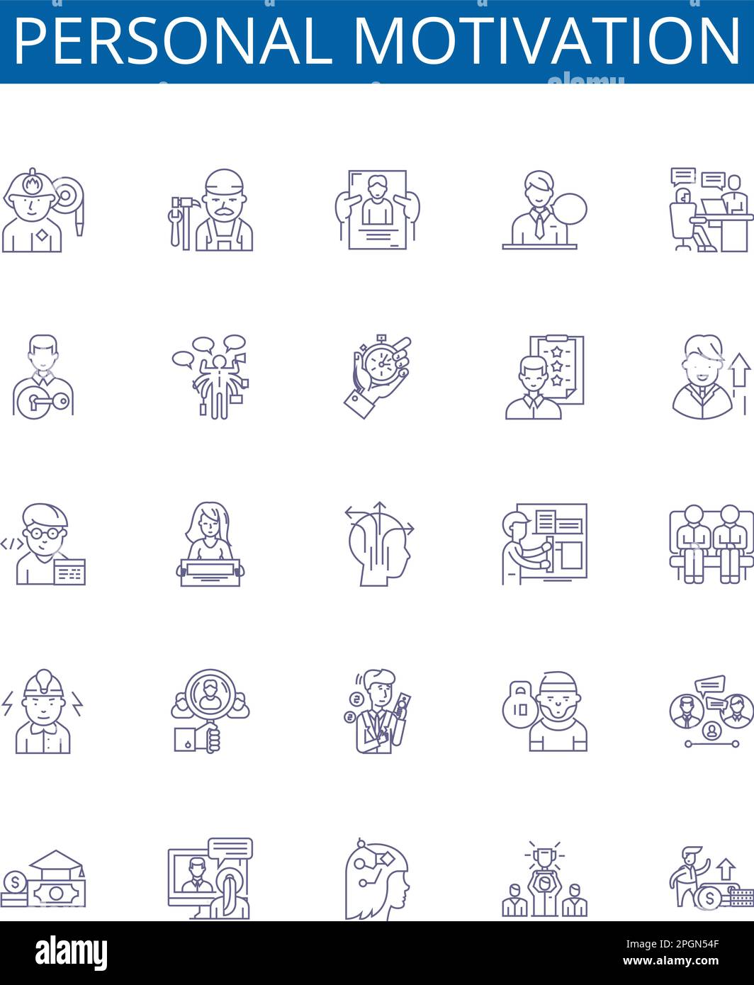 Personal motivation line icons signs set. Design collection of ...