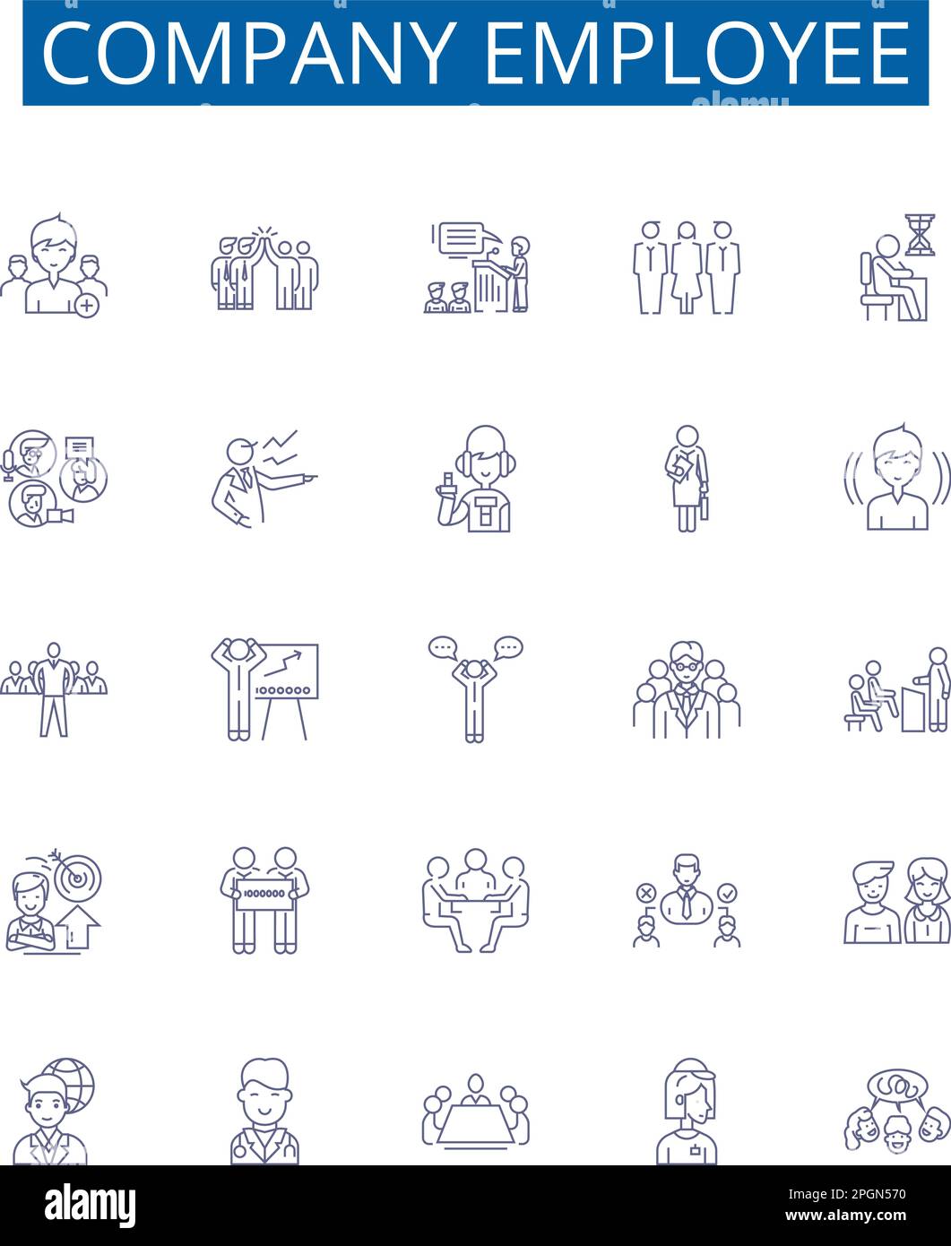 Company employee line icons signs set. Design collection of Staff, Co ...