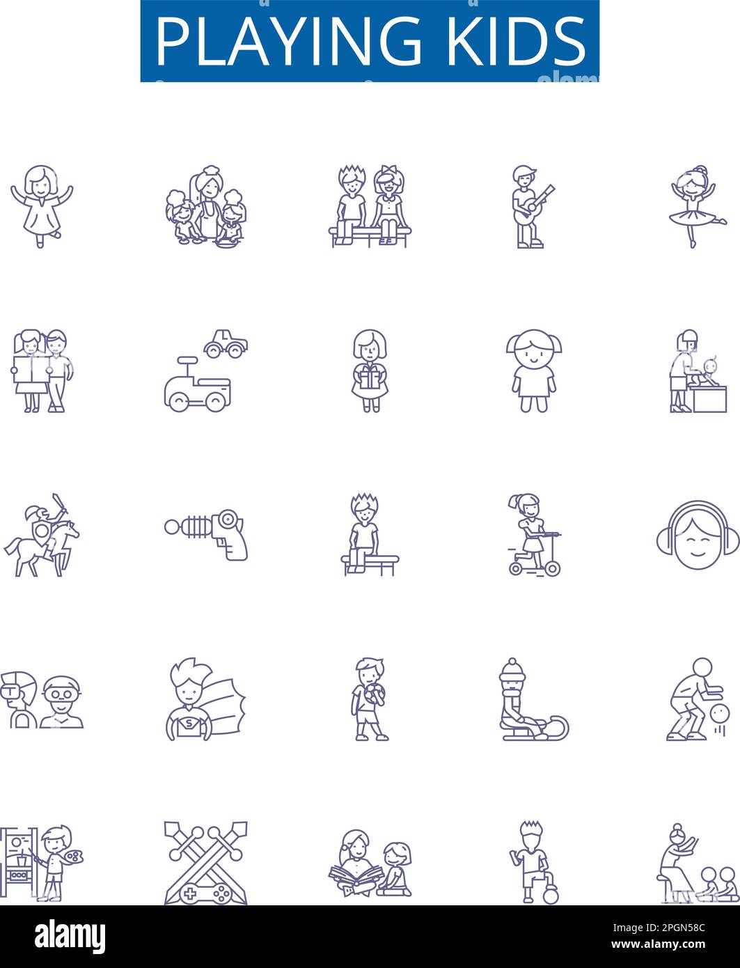 Playing kids line icons signs set. Design collection of Children, Kids, Playing, Games, Fun ...